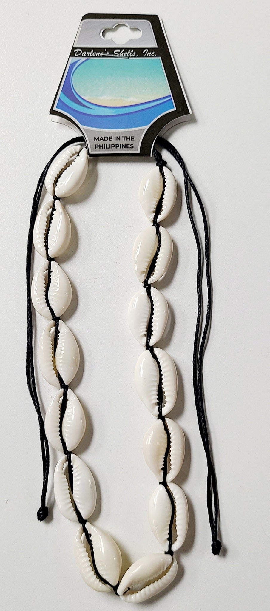17- COWRIE NECKLACE BLACK CORD - Darlene's Shells