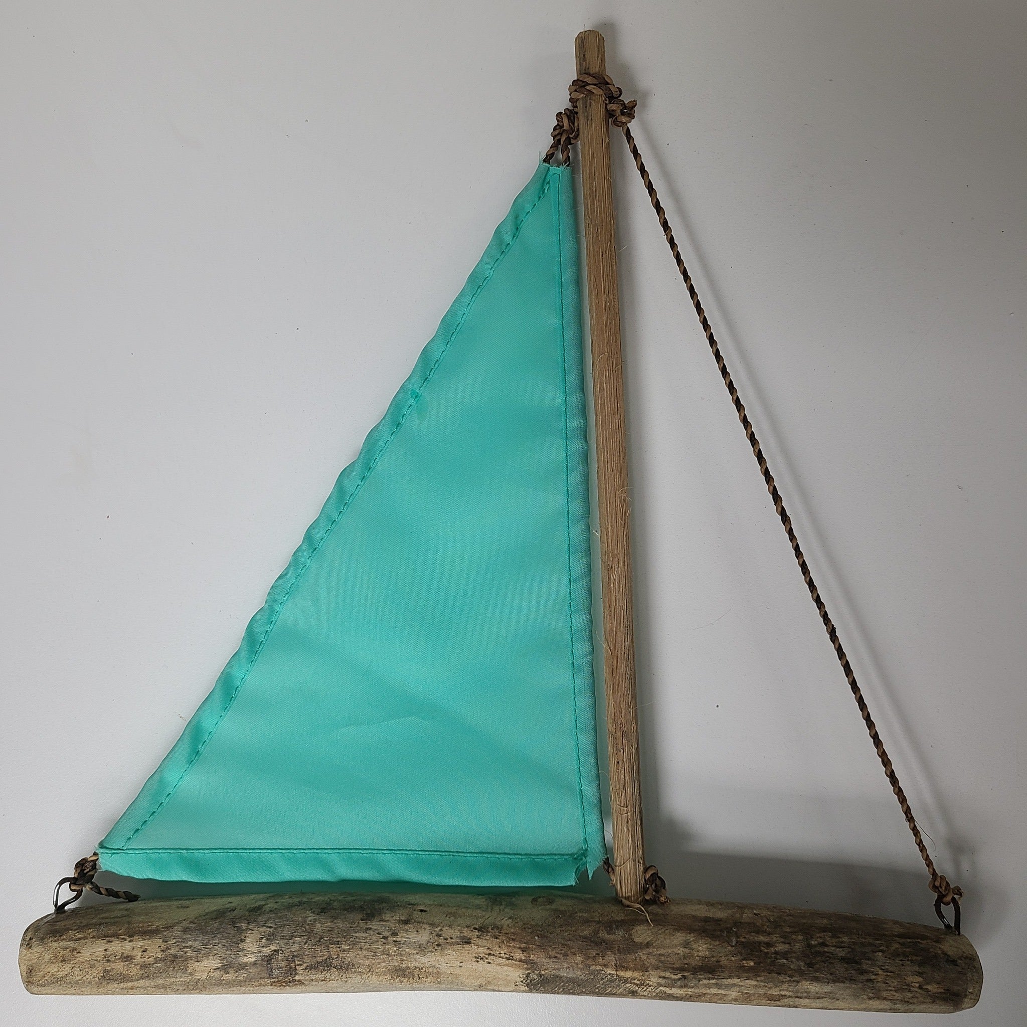 DRIFTWOOD BOAT TEAL SAIL - Darlene's Shells